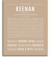 Keenan Personalized Name Meaning Art Prints – Name Stories