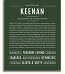 Keenan Personalized Name Meaning Art Prints – Name Stories