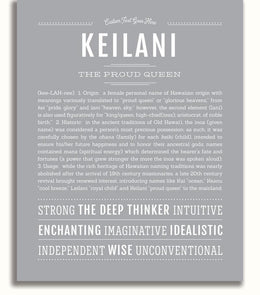 Keilani Personalized Name Meaning Art Prints – Name Stories