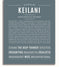 Keilani Personalized Name Meaning Art Prints – Name Stories