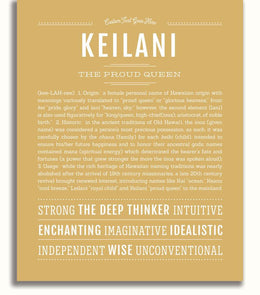 Keilani Personalized Name Meaning Art Prints – Name Stories