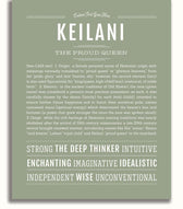 Keilani Personalized Name Meaning Art Prints – Name Stories