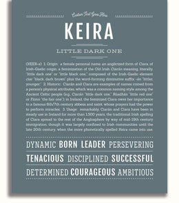 Keira Personalized Name Meaning Art Prints – Name Stories