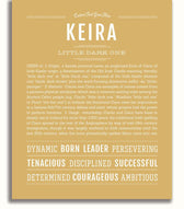 Keira Personalized Name Meaning Art Prints – Name Stories