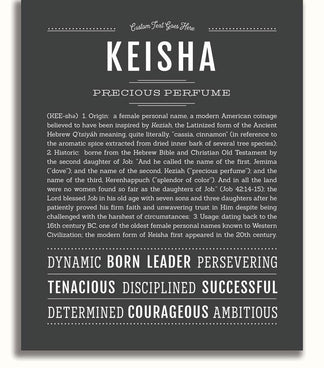 Keisha Personalized Name Meaning Art Prints – Name Stories