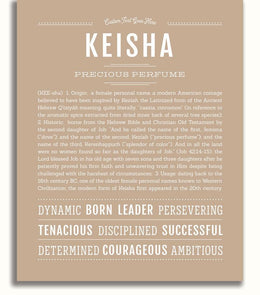 Keisha Personalized Name Meaning Art Prints – Name Stories