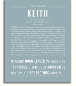 Keith Personalized Name Meaning Art Prints – Name Stories