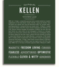 Kellen Personalized Name Meaning Art Prints – Name Stories