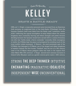 Kelley Personalized Name Meaning Art Prints – Name Stories