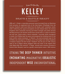 Kelley Personalized Name Meaning Art Prints – Name Stories