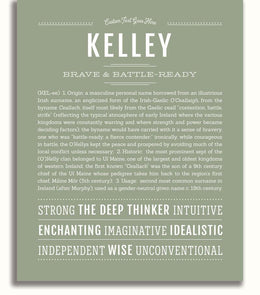 Kelley Personalized Name Meaning Art Prints – Name Stories