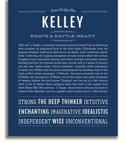 Kelley Personalized Name Meaning Art Prints – Name Stories
