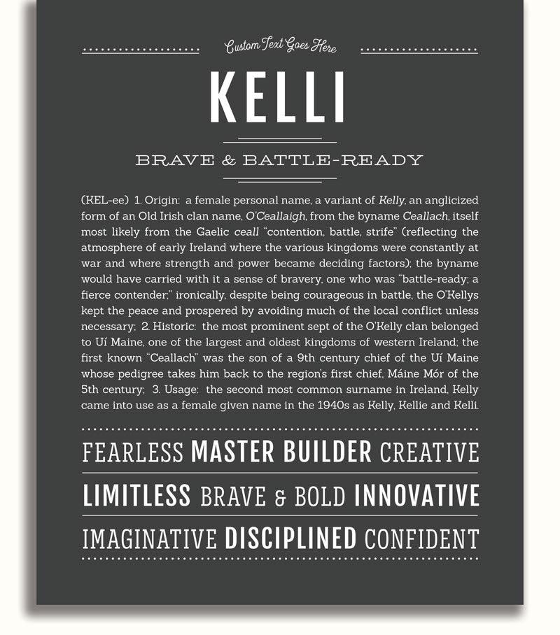 Kelli Personalized Name Meaning Art Prints – Name Stories