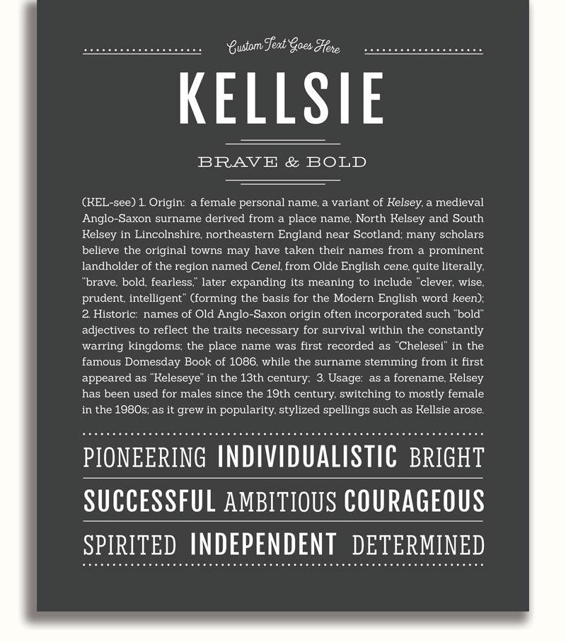 Kellsie Personalized Name Meaning Art Prints – Name Stories