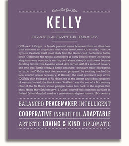 Kelly Personalized Name Meaning Art Prints – Name Stories