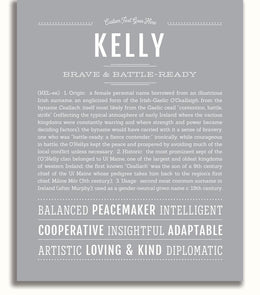 Kelly Personalized Name Meaning Art Prints – Name Stories
