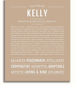 Kelly Personalized Name Meaning Art Prints – Name Stories