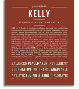 Kelly Personalized Name Meaning Art Prints – Name Stories
