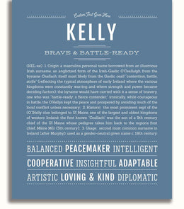 Kelly Personalized Name Meaning Art Prints – Name Stories