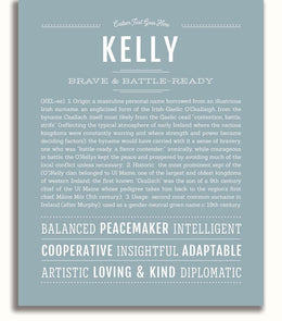 Kelly Personalized Name Meaning Art Prints – Name Stories