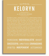 Keloryn Personalized Name Meaning Art Prints – Name Stories