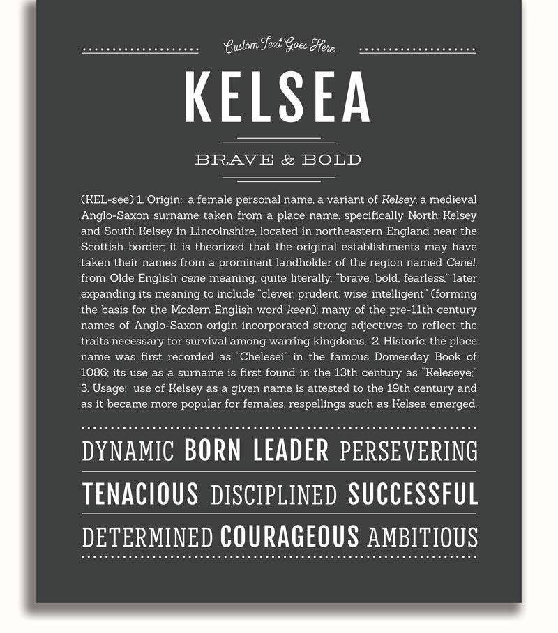 Kelsea Personalized Name Meaning Art Prints – Name Stories