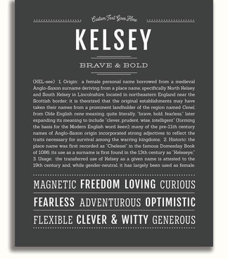 Kelsey | Name Art Print – Name Stories