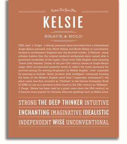 Kelsie Personalized Name Meaning Art Prints – Name Stories