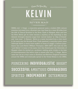 Kelvin Personalized Name Meaning Art Prints – Name Stories