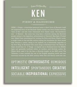 Ken Personalized Name Meaning Art Prints – Name Stories