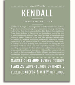 Kendall Personalized Name Meaning Art Prints – Name Stories