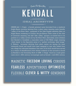 Kendall Personalized Name Meaning Art Prints – Name Stories