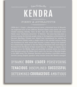 Kendra Personalized Name Meaning Art Prints – Name Stories
