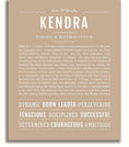 Kendra Personalized Name Meaning Art Prints – Name Stories