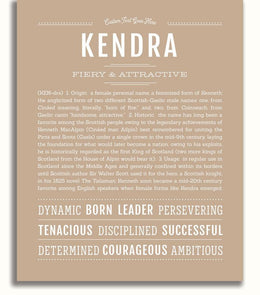 Kendra Personalized Name Meaning Art Prints – Name Stories