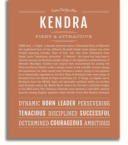 Kendra Personalized Name Meaning Art Prints – Name Stories