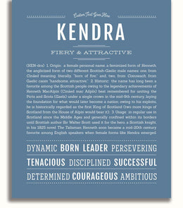 Kendra Personalized Name Meaning Art Prints – Name Stories