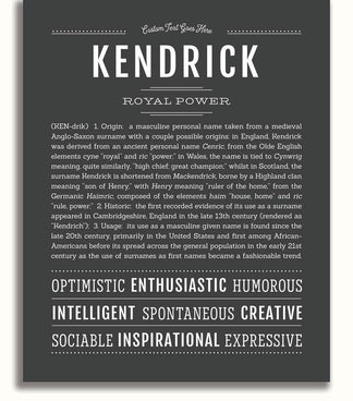 Kendrick | Name Art Print – Name Stories