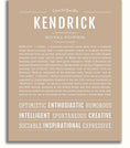 Kendrick Personalized Name Meaning Art Prints – Name Stories