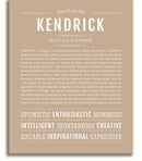 Kendrick Personalized Name Meaning Art Prints – Name Stories