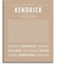 Kendrick Personalized Name Meaning Art Prints – Name Stories