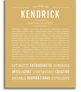 Kendrick Personalized Name Meaning Art Prints – Name Stories