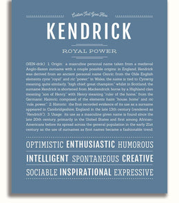 Kendrick Personalized Name Meaning Art Prints – Name Stories