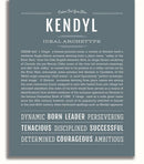 Kendyl Personalized Name Meaning Art Prints – Name Stories