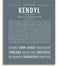 Kendyl Personalized Name Meaning Art Prints – Name Stories