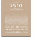 Kendyl Personalized Name Meaning Art Prints – Name Stories