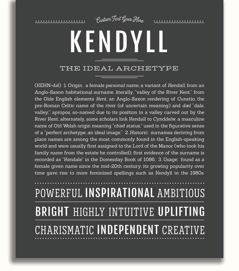Kendyll Personalized Name Meaning Art Prints – Name Stories