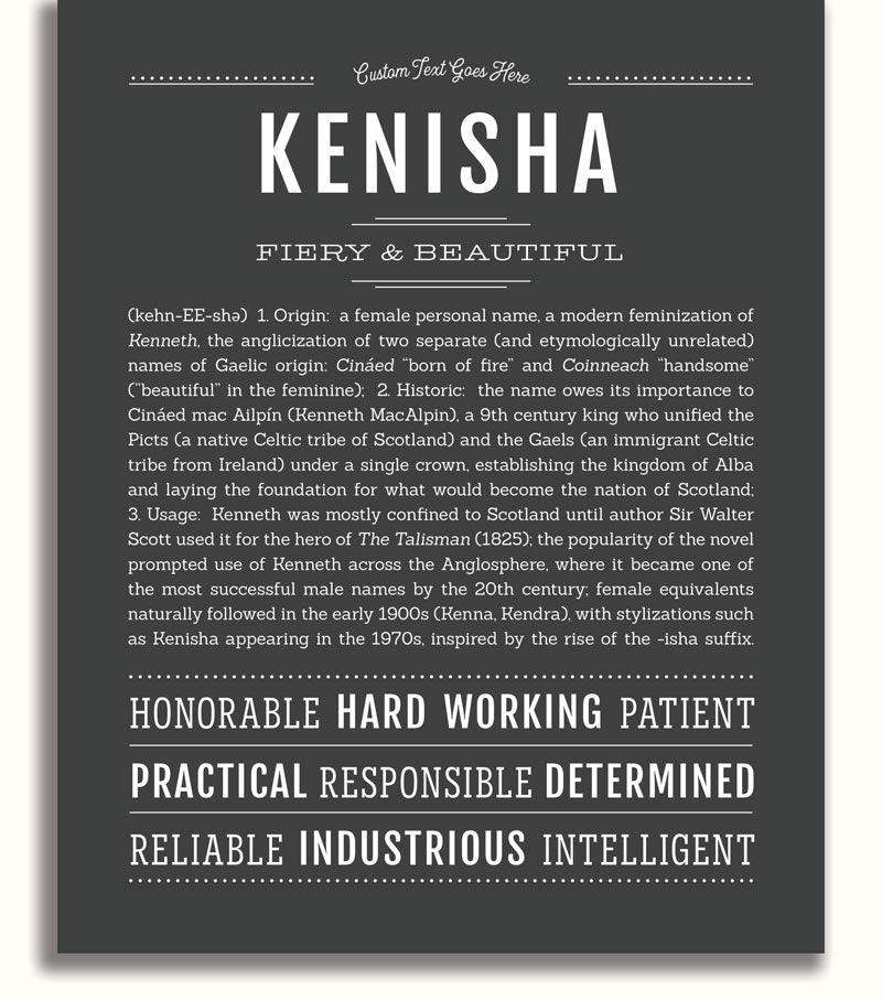 Kenisha Personalized Name Meaning Art Prints – Name Stories