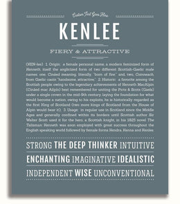 Kenlee Personalized Name Meaning Art Prints – Name Stories