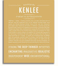 Kenlee Personalized Name Meaning Art Prints – Name Stories